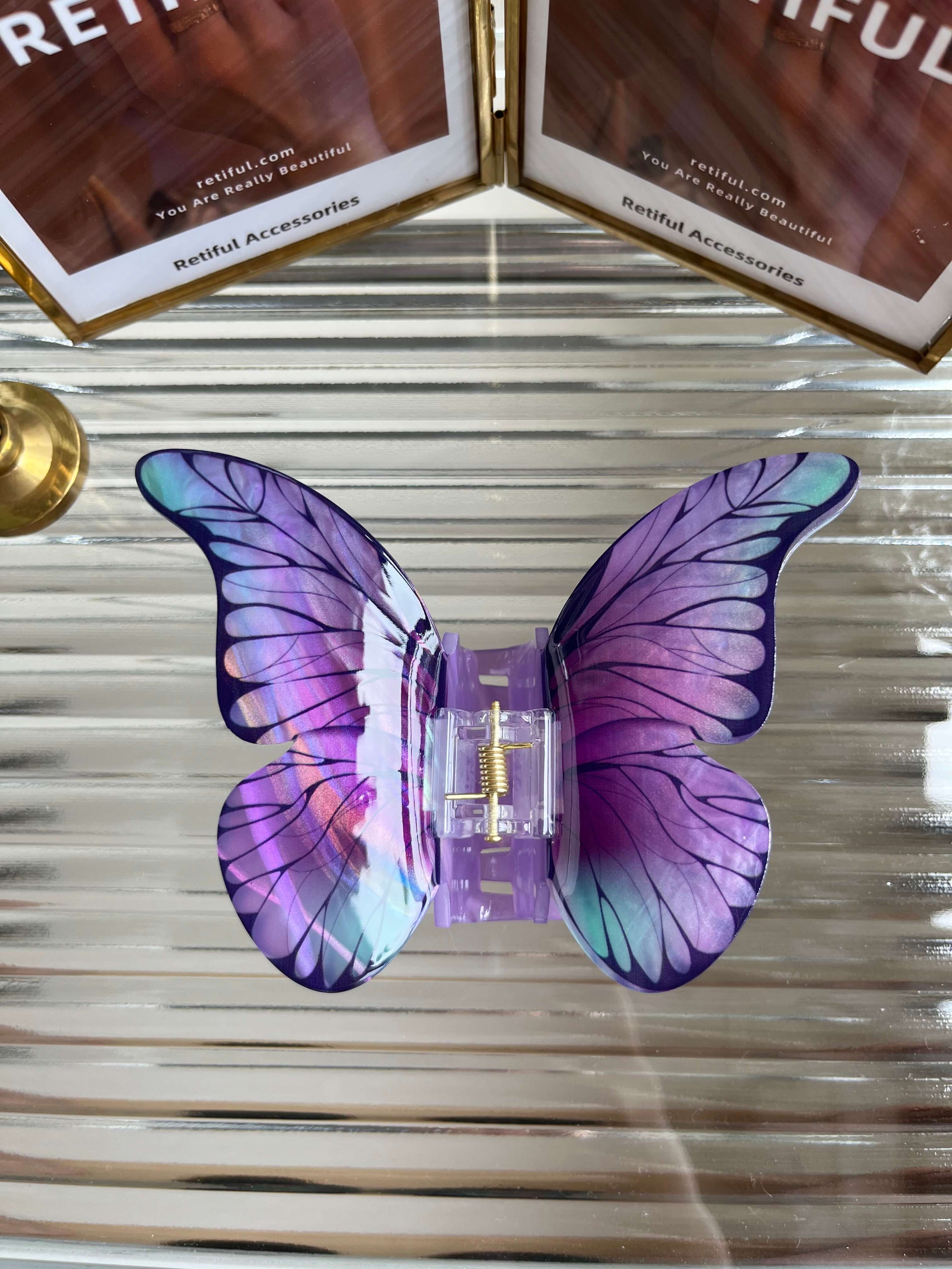 Real Butterfly Hair Claw (Purple) – Retiful