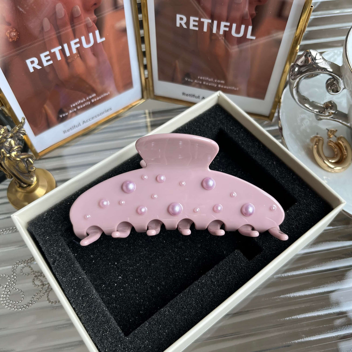 Pink Pearl Hair Claw – Retiful